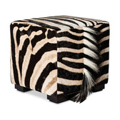 Zebra Hide Cube Ottoman