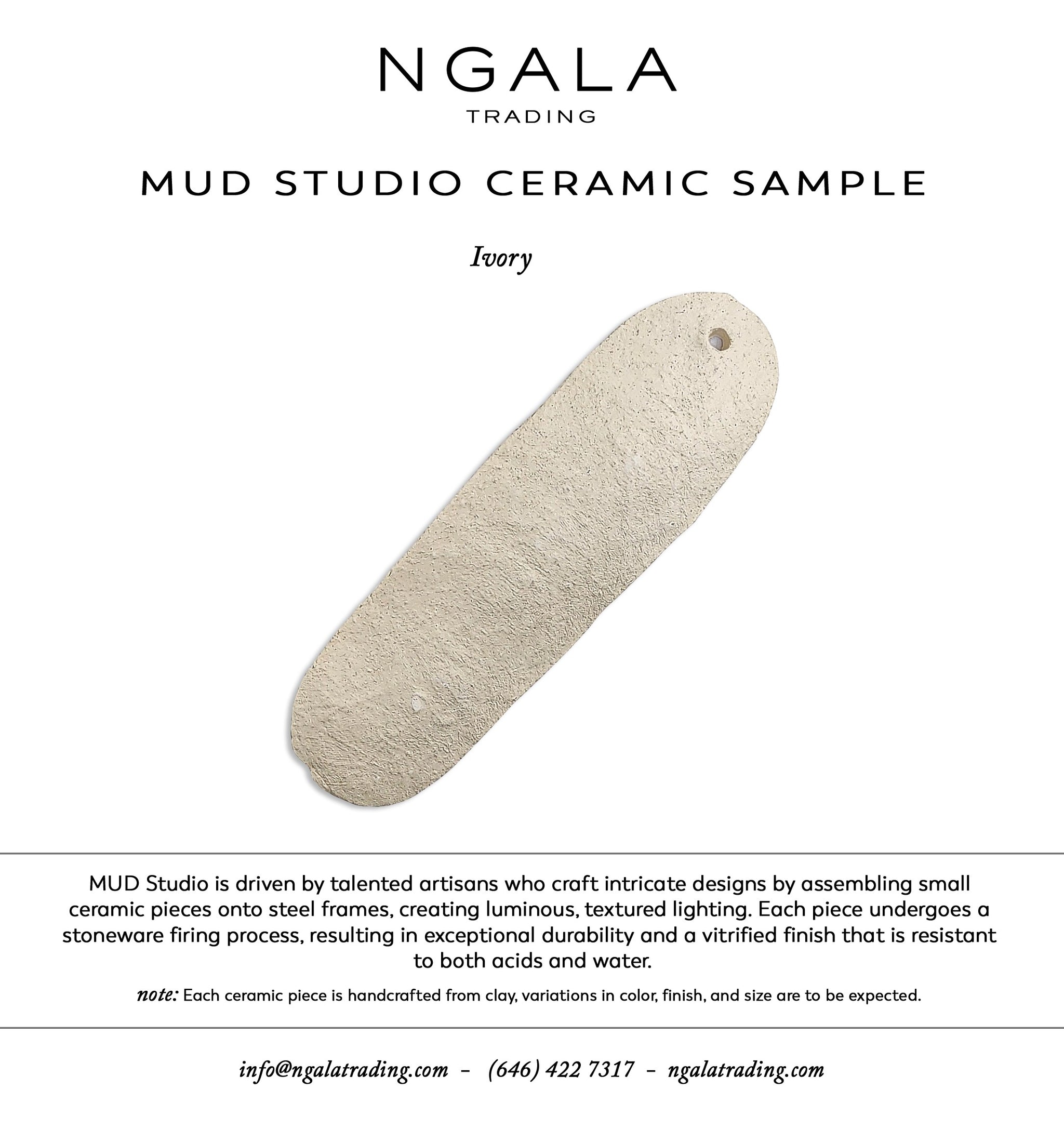 MUD Ceramic Leaf Sample - Ivory