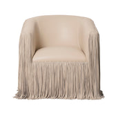 Luxury Cream Stone Shaggy Leather Swivel Arm Chair | NGALA Trading