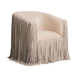 Luxury Cream Stone Shaggy Leather Swivel Arm Chair | NGALA Trading