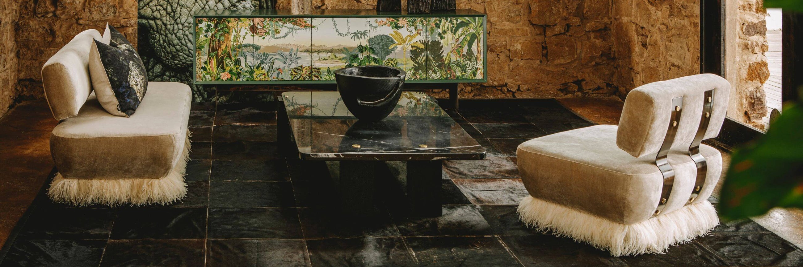 NeKeia Luxury Shaggy Leather Swivel Arm Chair | NGALA Trading