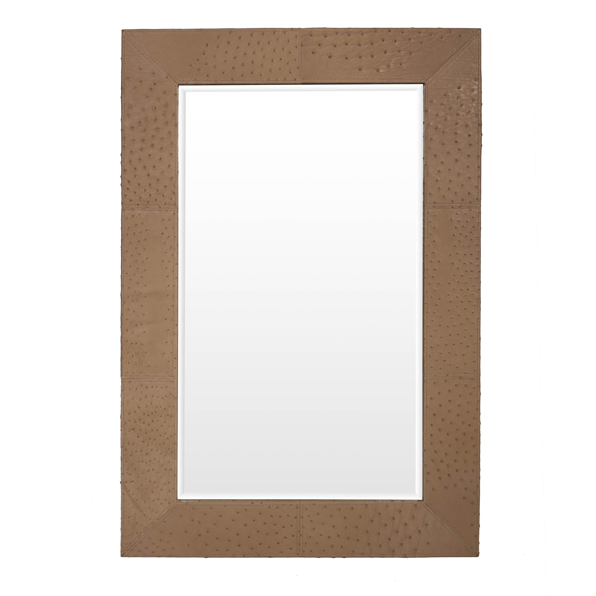 Cream Rectangle Genuine Ostrich Leather Wall Mirror | NGALA Trading