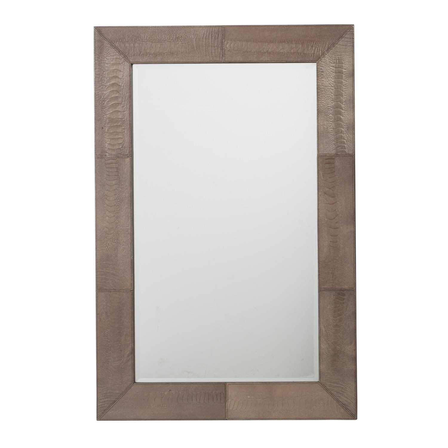 Old Gold Rectangle Genuine Ostrich Shin Leather Mirror | NGALA Trading